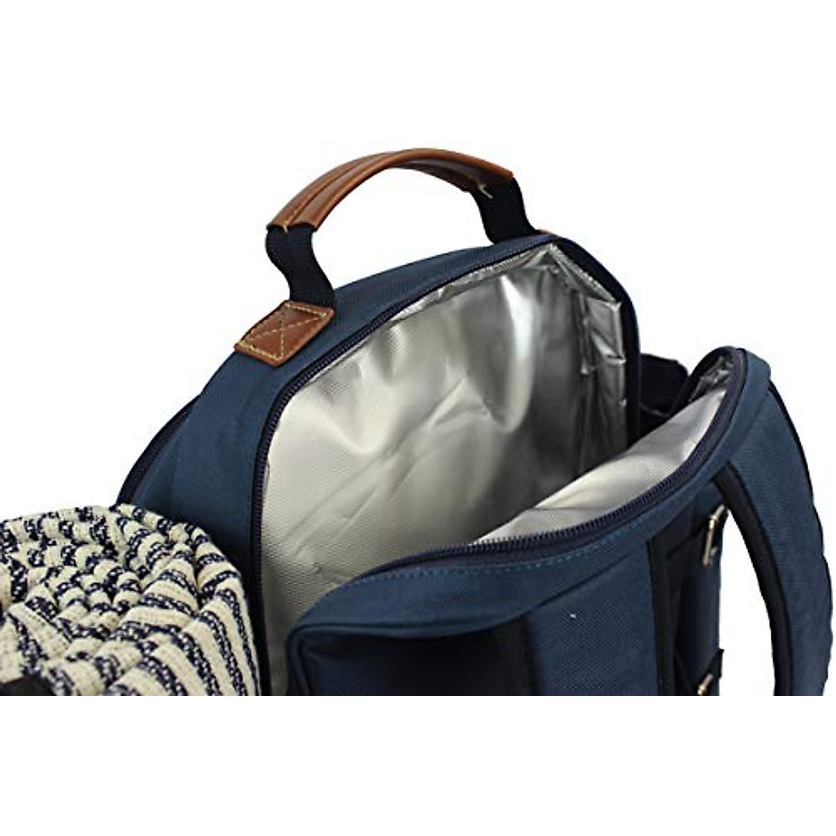 Picnic Backpack for 4 | Picnic Basket | Stylish All-in-One Portable Picnic Bag with Complete Cutlery Set, Stainless Steel S/P Shakers | Picnic Blanket Waterproof Extra Large| Cooler Bag for Camping