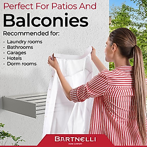 Bartnelli Wall Mounted Clothes Drying Rack for Laundry | Collapsible Clothing Racks for Indoor and Outdoor Use | Patented Foldable Design for Space-Saving Efficiency (28” White)