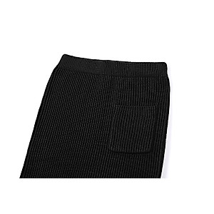 chouyatou Women's Turtleneck 2 Piece Outfits Ribbed Knit Sweater Midi Pencil Skirt Set (Small, Black)