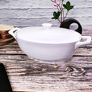 jinsongdafa Casserole Dish with Lids,1.9 Quart French White Ceramic Tureens, 12.1x7.3 Baking Dish, Serving Tureen Soup, for Casseroles, Lasagna Cookware Set, Microwave, Oven Safe