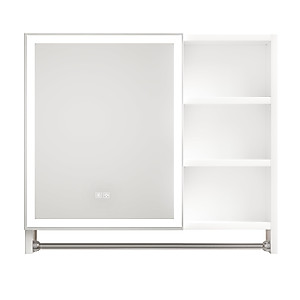 HXCQYGL Modern 32x28inches Bathroom cabinets, Medicine cabinets with Mirrors and LED Lights, Bathroom lockers with multilevel Storage compartments and Towel Rails