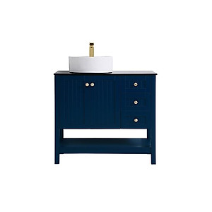 Elegant Kitchen and Bath 36 inch Vessel Sink Bathroom Vanity Cabinet - Blue