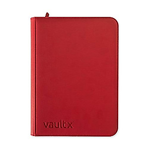 Vault X Premium Exo-Tec® Zip Binder - 9 Pocket Trading Card Album Folder - 360 Side Loading Pocket Binder for TCG (Red)