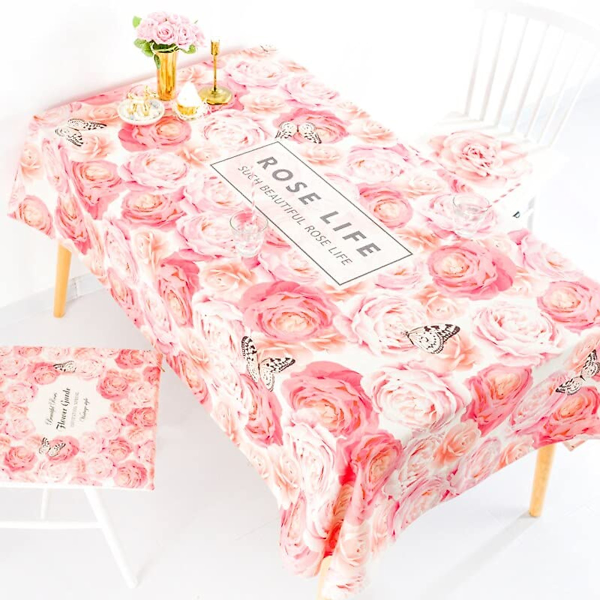 Nordic Ins Rose Flower Tablecloth Small Fresh Coffee Table Table Cover Household Rectangular Table Cover A11 140x210cm