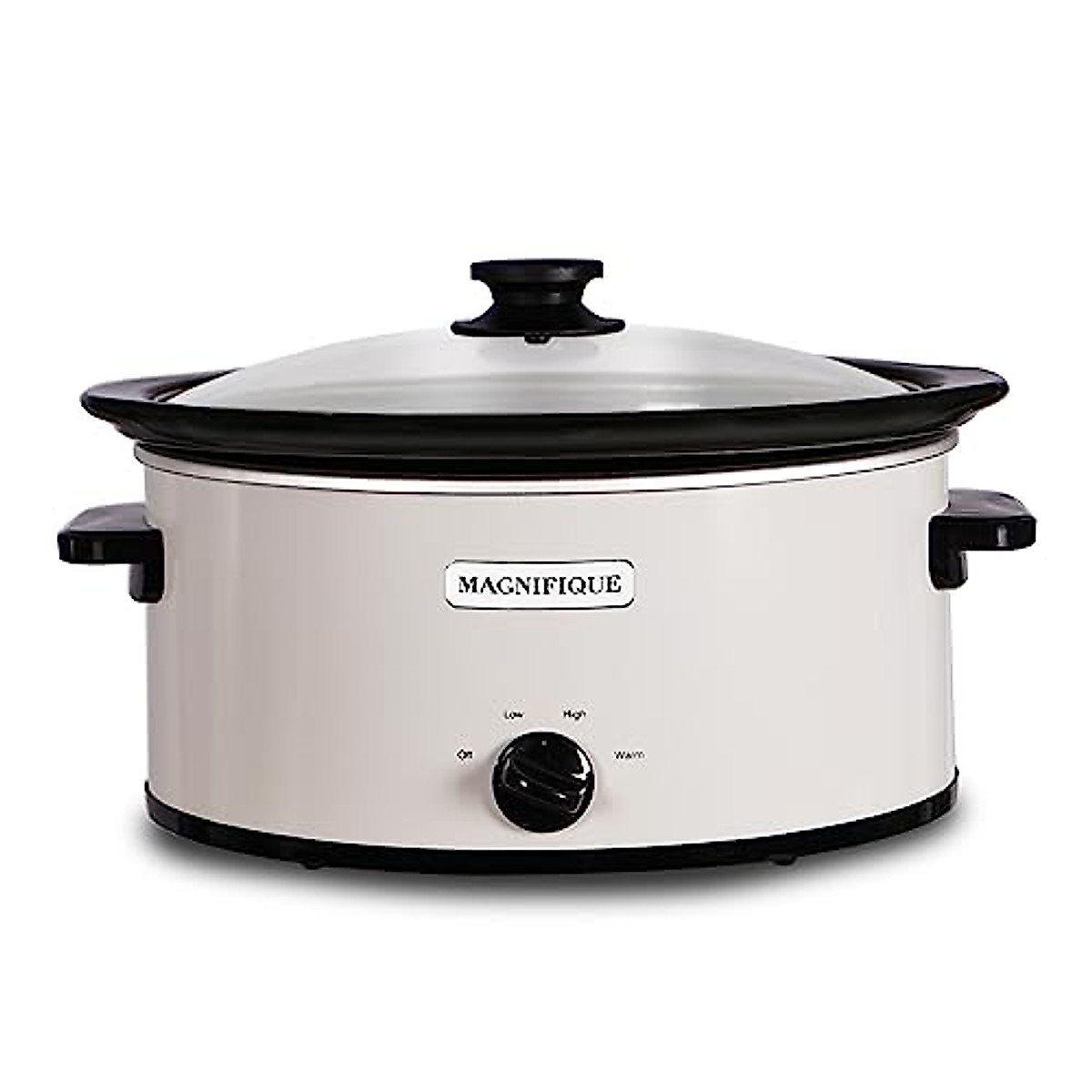 [NEW] MAGNIFIQUE Oval Slow Cooker with Keep Warm Setting - Perfect Kitchen Small Appliance for Family Dinners (White Manual, 6 Qt)