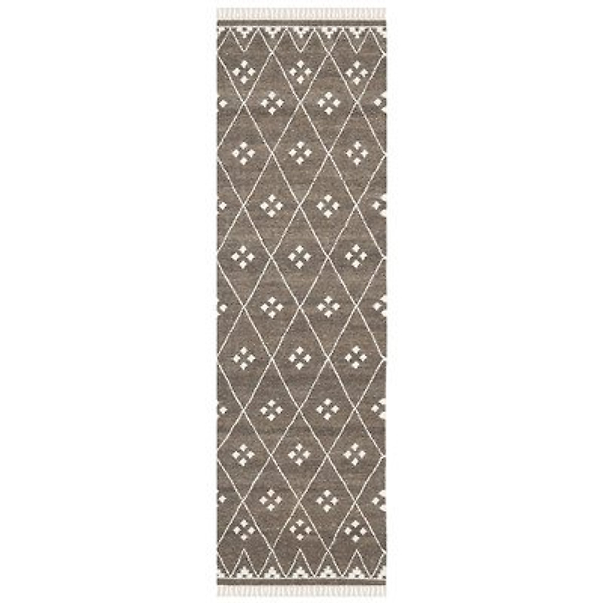 SAFAVIEH Natural Kilim Collection Runner Rug - 2'3" x 6', Brown & Ivory, Handmade Moroccan Boho Tribal Wool & Viscose, Ideal for High Traffic Areas in Living Room, Bedroom (NKM316A)