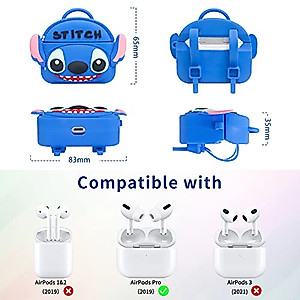 Cute Case for Airpods Pro, 6 in 1 Silicone Backpack Airpods Pro Charging case Accessories Cover,3D Fashion Funny Cartoon Shoulder Bag Protective Design Skin for Girls Women Teens with Keychain