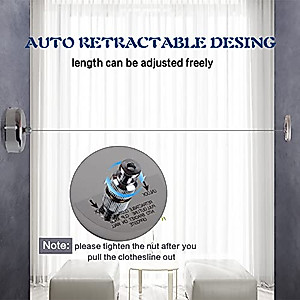 JHHSYU 2 Pcs Retractable Clothesline 304 Stainless Steel Durable with Heavy Duty Adjustable Rope Shower Clothes Line for Outdoor and Indoor