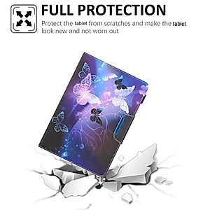 Universal 7 8 Inch Android Tablet Case, Tablet Case Cover for 7.0 8.0 Inch Tablet, Dluggs Multi-Angle Viewing PU Leather Stand Case for All 7.0-8.5 Inch Tablet, 01 Purple Butterfly