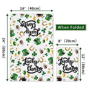 Hexagram St Patricks Day Kitchen Towels Set of 4, Happy St Patricks Day Dish Towels, Gnomes Green Hat St Patricks Day Decor, Hand Towels Housewarming Gifts for New Home