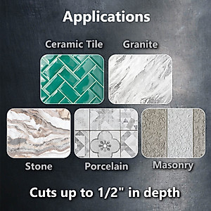 POWERTEC 4-1/2 Inch Super Thin Diamond Saw Blades for Angle Grinder, Turbo Mesh Rim Tile Blade for Porcelain and Ceramic Tile Cutting, 4.5" Diamond Blade, 5 Pack (14000-P5)