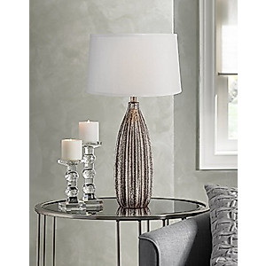 360 Lighting Stella Modern Table Lamp 30" Tall Fluted Mercury Ribbed Glass Taupe Tapered Drum Shade Decor for Bedroom Living Room House Home Bedside Nightstand Office Entryway Kids Family