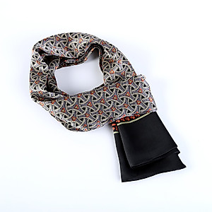YangtzeStore Charmeuse Satin Silk Scarf for Men (Black with Check Pattern)