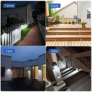 XINREE Solar Deck Lights Outdoor Waterproof, 12 Pack Solar Powered Fence Lights for Outdoor Stair Steps Patio Porch Yard Front Door(10 Led Cool White)