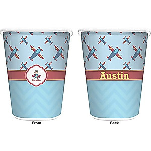 RNK Shops Airplane Theme Waste Basket - Double Sided (White) (Personalized)