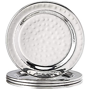Elegance Hammered 4-Inch Stainless Steel Coasters, Set Of 4