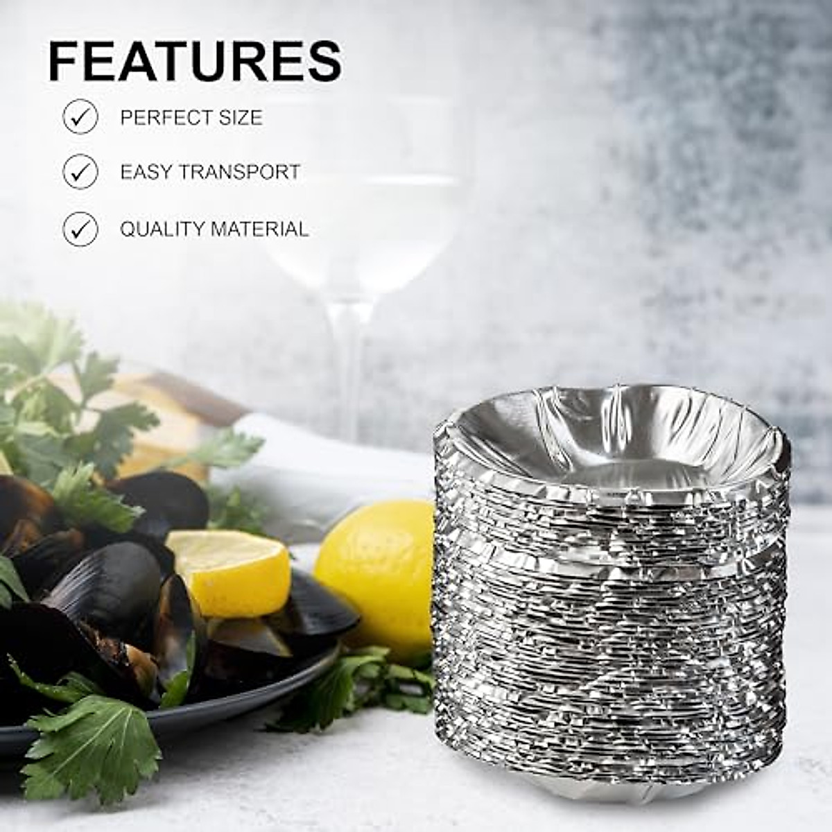 MT Products Aluminum Foil Clamshells - Pack of 50 Mini Pans for Baking Clam Shells - Disposable Pie Tins - Plate for Serving All Types of Clam Pies