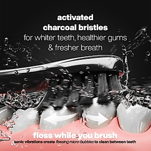 AquaSonic Pulse – Ultra Whitening Electric Toothbrush w Activated Charcoal Whitening Bristles – Sonic Rechargeable toothbrush – 3 Modes & Smart Timers – Lasts 45 days – Home & Travel Toothbrush