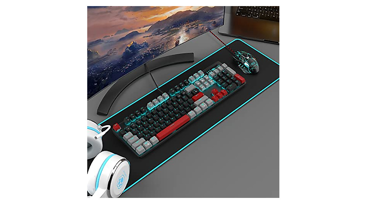 MageGee Mechanical Gaming Keyboard - Blue Backlit & Red Switches