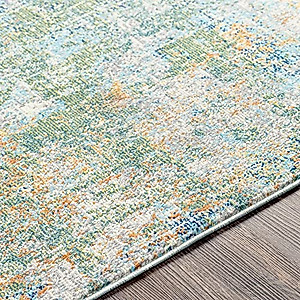 Mark&Day Area Rugs, 7x9 Bakhuizen Modern Dark Green Indoor/Outdoor Area Rug, Green Blue White Carpet for Living Room, Bedroom or Kitchen (6'11" x 9')