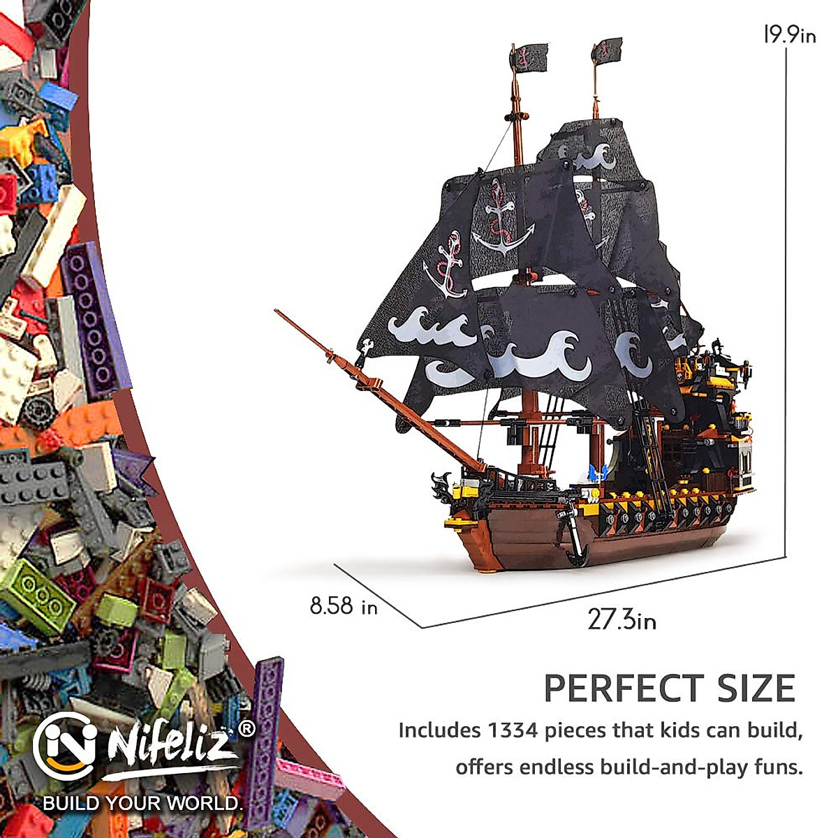 Nifeliz Pirates Ship Model Building Blocks Kits (1334 Pcs)