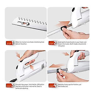 KEENSTAR Electric Knife for Carving Meat, Turkey, Bread, 150W Electric Knife Set with 2 Serrated Stainless Steel Blades & Serving Fork for Slicing Poultry, Ham & More, Ergonomic Handle & Safety Lock