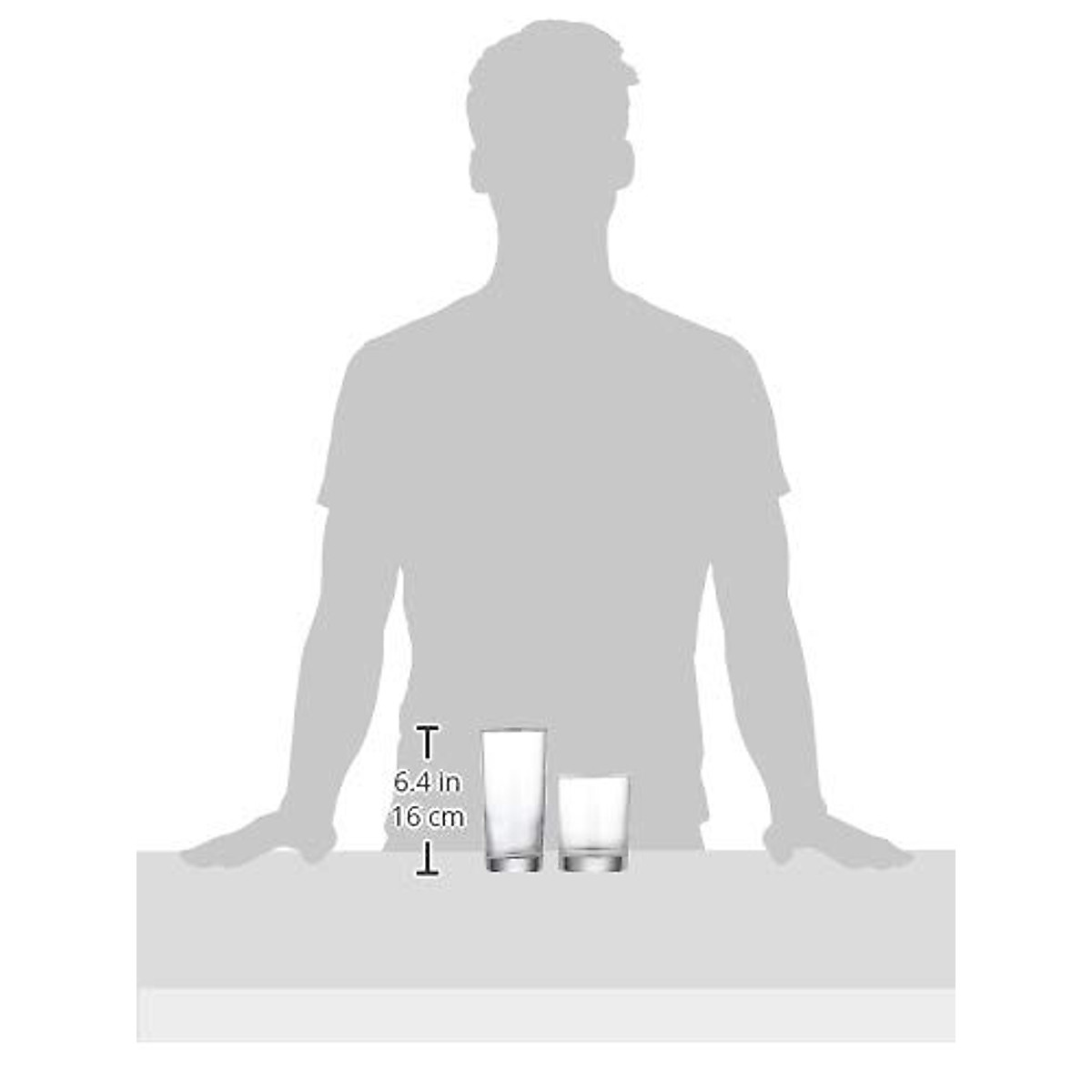 Amazon Basics Admiral 16-Piece Old Fashioned and Coolers Glass Drinkware Set