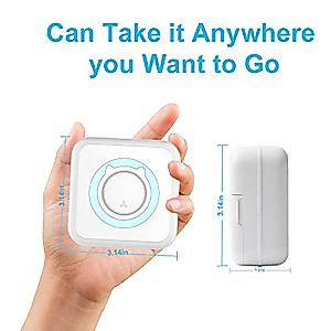 Portable Mini Printer, Pocket Bluetooth Thermal Printers with 7 Rolls Printing Paper for Smartphone, Inkless Printing Gift for DIY Label Receipt Photo Notes Study Home Office