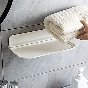 Plastic Floating Shelves Folding Shelf: Display Wall Shelves Bedside Shelf Bedroom Dorm Room Rack Nightstand Organizer for Headphone Remotes Glass Cell Phones