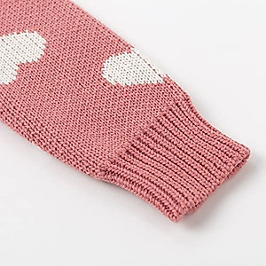 Simplee kids Baby Girls' Valentine's Sweater Pink Pullover Coat Cotton Sweater Patterns to Knit Heart for Autumn Fall and Winter 2-3T