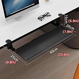 Clamp Keyboard Tray, Sliding Keyboard Tray Under Desk, Adjustable Keyboard Tray Under Desk, Made of Metal Steel, Strong and Stable, Black