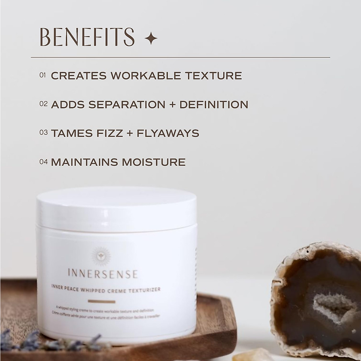 INNERSENSE Organic Beauty - Natural Inner Peace Whipped Creme Texturizer | Cruelty-Free, Clean Haircare (3.4oz)