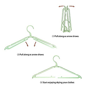 Fineget Plastic Coat Hangers Portable Travel Shorts Hangers for Closet Shoes Foldable Collapsible Clothes Heavy Duty No Slip Green Hangers Quick Drying