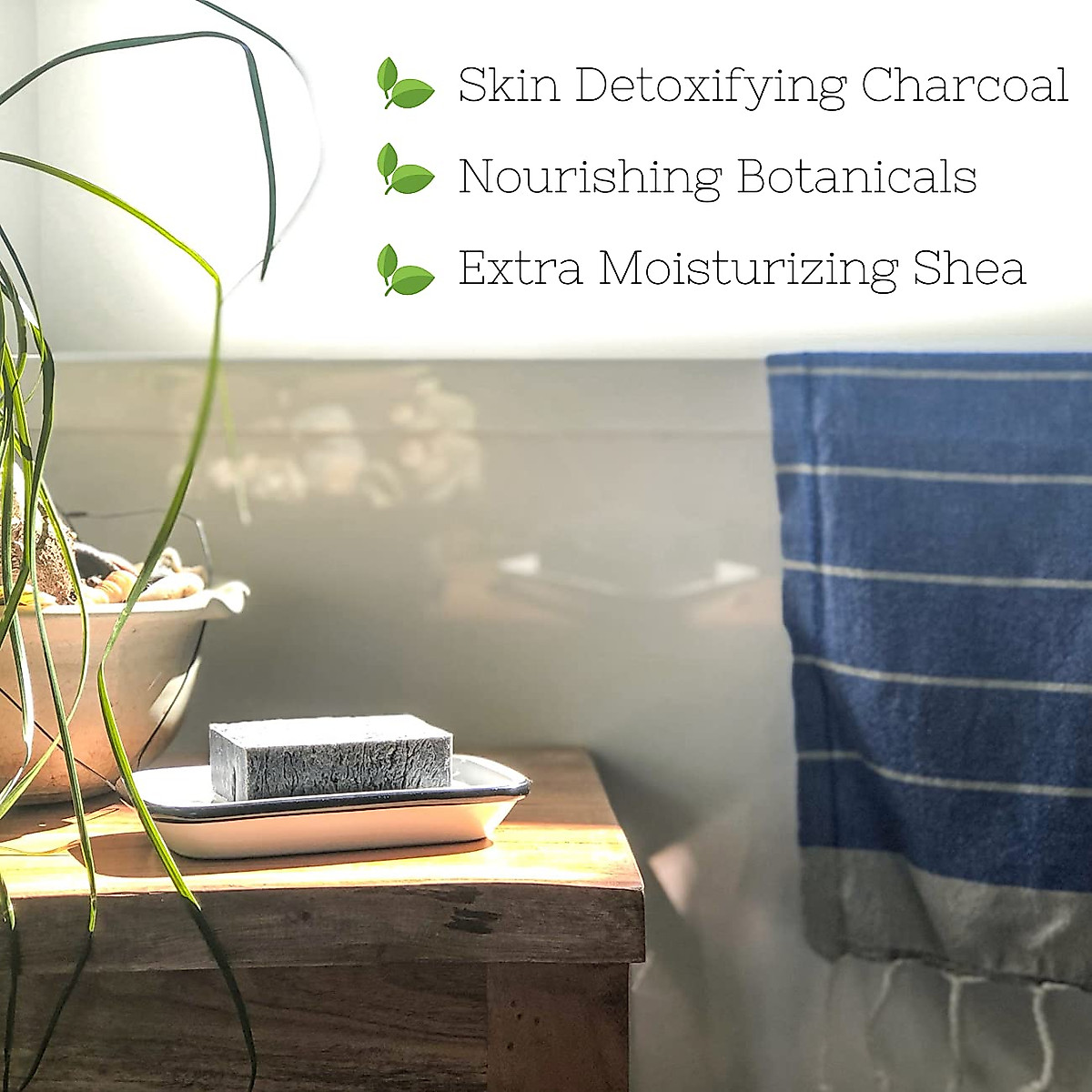 The Yellow Bird Natural Charcoal Soap Bar for Face, Body, Acne, and Sensitive Skin