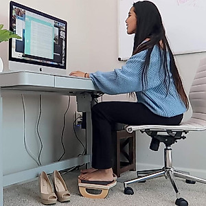 StrongTek Foot Rest Under Desk, Desk Footrest, Rocking Foot Nursing Stool, Rocker Balance Board, Natural Wood, Non-Slip, Ergonomic Pressure Relief for Posture Support, Home, Office Use (18Wx11L)