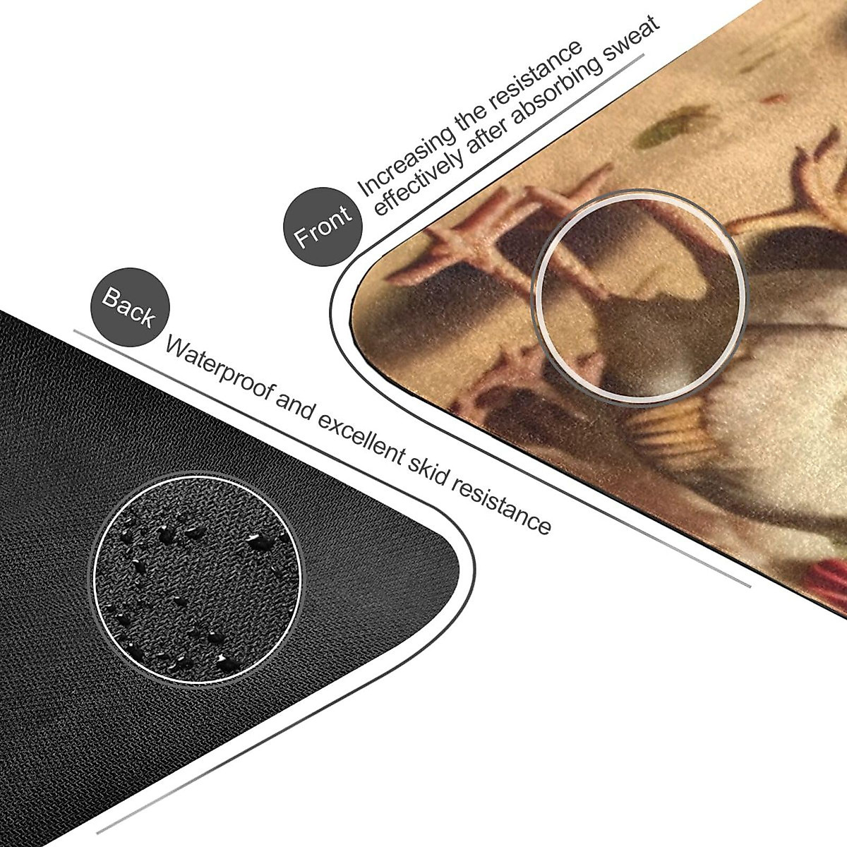 GOODOLD Farm Chicken House Yoga Mat, 71 x 26 Inch Non-slip Yoga Mats Folding Travel Exercise Mat Indoor Outdoor Gym Pilates with Storage Bag for Women Men