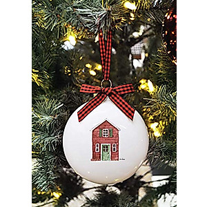 Rae Dunn Christmas Ornaments - Set of 2 Glass Balls - 100mm / 3.94 Inch Large Hanging Holiday Decorations for Xmas Tree Home for The Holidays