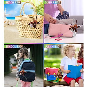 Puzzled Monkey Plush Keychain Stuffed Animal Toy - Soft Wild Life Animal Brown Chimp Charm Keyring, Cute Decorative Plush Toy Accessory Fun Buddy - 4 Inches