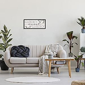Stupell Industries Sweet Garden Yardwork Phrase Eucalyptus Leaves, Designed by Daphne Polselli Black Framed Wall Art, Grey
