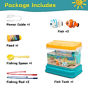 Aquarium Fishing Toy for Kids, Fishing Game Toy for Toddlers with Light and Music, Mini Kids Aquarium Toy Gift for Boys and Girls