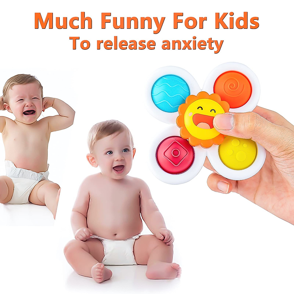 Suction Cup Spinner Toys Baby Toys,Sensory Toys Bath Toys Dimple Toys Spinning Toy for Toddlers, Eearly Education Toys,Gifts for 1-3 Year Old Boy Girl (3 Pcs)