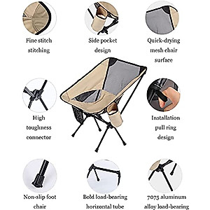 Camping Chair Folding Chairs Lawn Chairs Outdoor Aluminum Alloy Folding Chair Portable Beach Ultralight Fishing Stool Lightweight Compact Camping Backpack Chairs Folding Chair Camp Chair Moon Chair