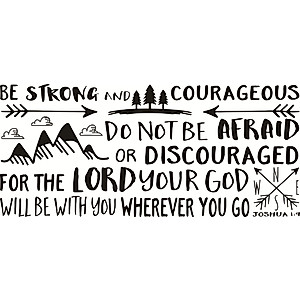 Quote of Bible Verse Joshua 1:9 Wall Sticker Vinyl Decals Be Strong and Courageous Words Boy Kids Room Home Decor Wallpapers