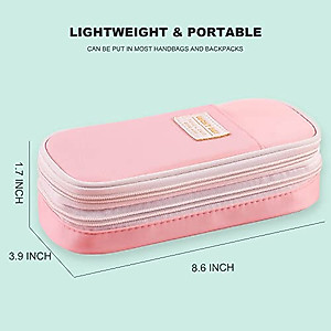 Honfersm Pencil Case Large Capacity Pen Pouch Cute and Roomy Pens Holder Stationery Organizer Bag Office Supplies Gifts for Teachers,Men and Women - Light Pink