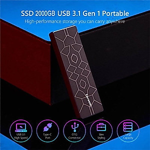 External Hard Drive 2TB, External Solid State Portable SSD Drive Mobile SSD External Drive USB 3.1/USB-C High Speed for Desktop & Laptop,Windows PC,Mac,Linux-Black