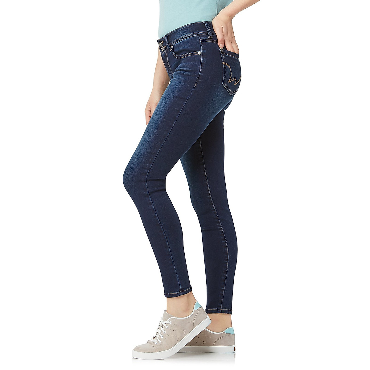 WallFlower Women's Ultra Skinny Mid-Rise Insta Soft Juniors Jeans (Standard and Plus), Lake Pure, 9