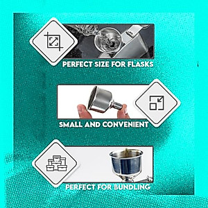SE Stainless Steel Funnel for Flasks, Small Metal Funnel for Filling Drinking Liquor Flask, Transferring Oil, Juice, Milk, Attached Screw-On Cap