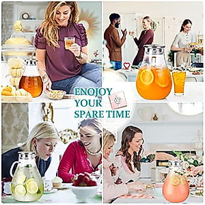 Glass Pitcher with Lid 1 Gallon Pitcher, 105.6oz Glass Water Pitcher with Precise Scale Line, The First Upgraded & Thicked Tea Pitcher 1 Gallon for Fridge, HOUSALE Easy to Clean Heat & Cold Resistant