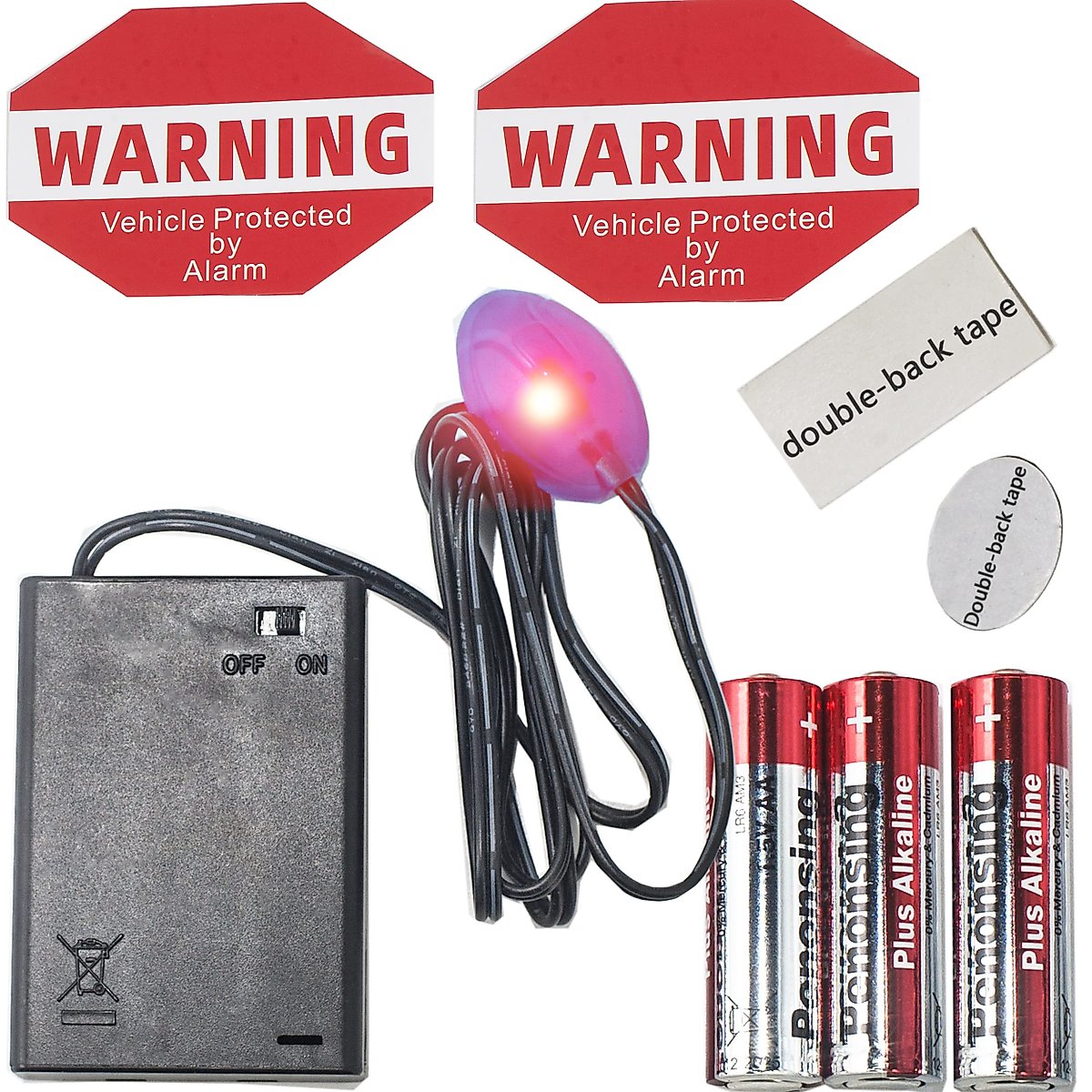 Fake Car Alarm, Dummy Car Alarm,(Batteries Included) Red LED Light Simulate Imitation Security System, Warning Anti-Theft Flash Blinking Lamp,1Pack