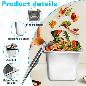 6 Pack Stainless Steam Hotel Pans 1/6 Size 6 Inch Deep With Lids, Anti-Jam Hotel Pans, Chafing Steam Table Pans for Hotel Restaurant Buffet Party Supplies